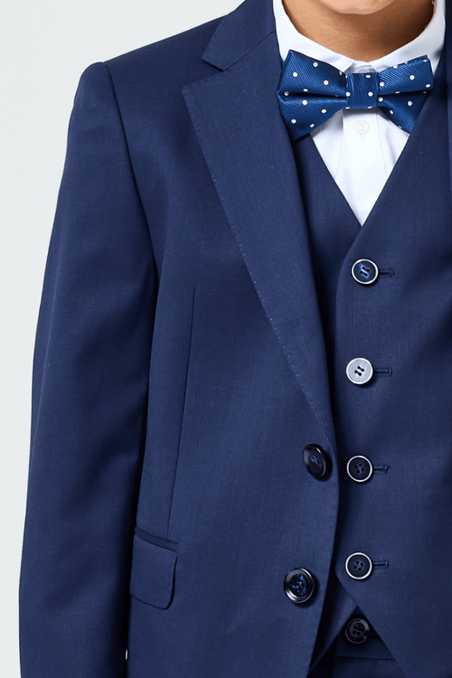George 4 Button Vest - Navy Wool Stretch